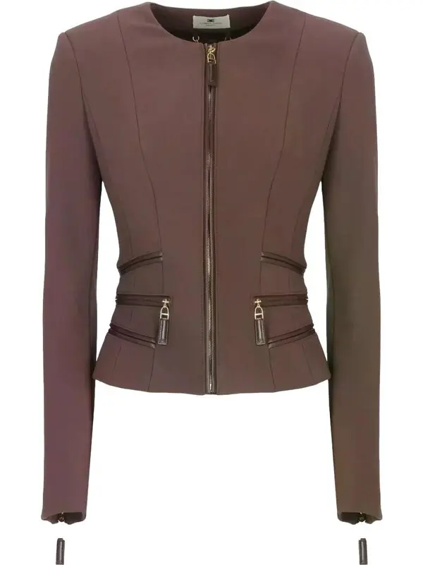 Elisabetta Franchi Cropped Jacket - Brown
