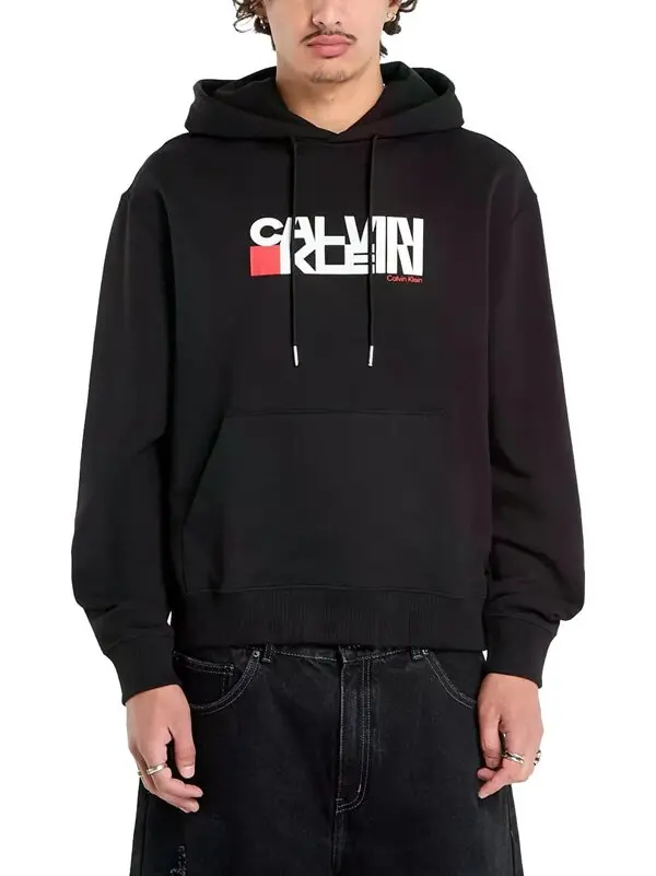 Calvin Klein Logo-detail Hooded Sweatshirt - Black