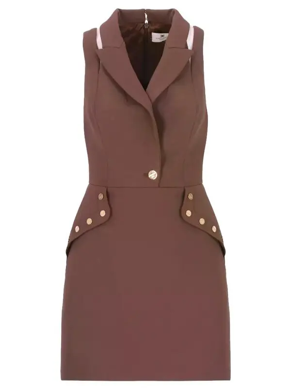 Elisabetta Franchi Sleeveless V-neck Dress - Brown