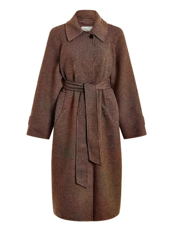 Varley Belted Puppytooth Coat - Brown