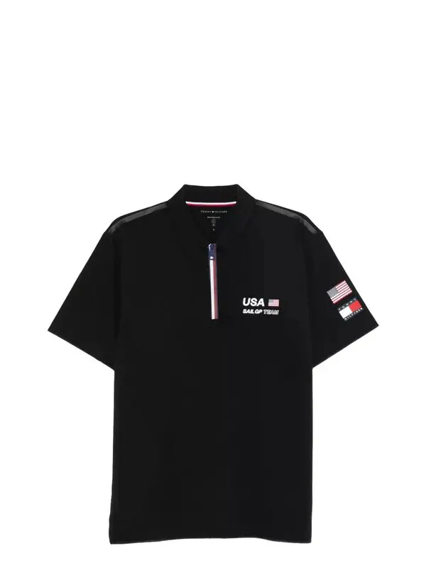 Tommy Hilfiger X U.s. Sail Gp Team Pique Polo - Black