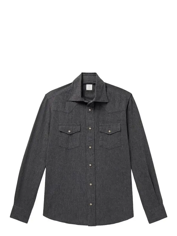 Eleventy Cotton Western Shirt - Gray