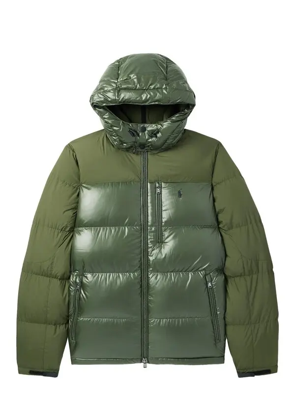 Polo Ralph Lauren The Gorham Twill-trimmed Quilted Glossed Recycled-shell Hooded Down Jacket - Green