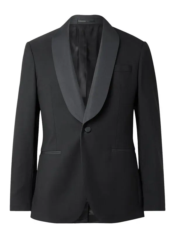 Mr P. Slim-fit Satin-trimmed Wool Tuxedo Jacket - Black