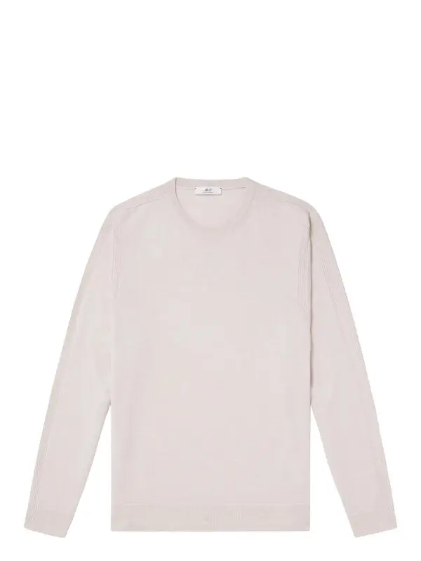 Mr P. Rib-detailed Merino Wool Sweater - Neutrals
