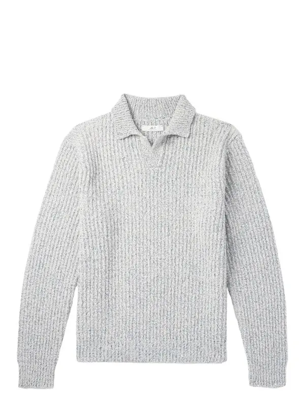 Mr P. Ribbed Wool, Silk And Cashmere-blend Polo Shirt - Gray