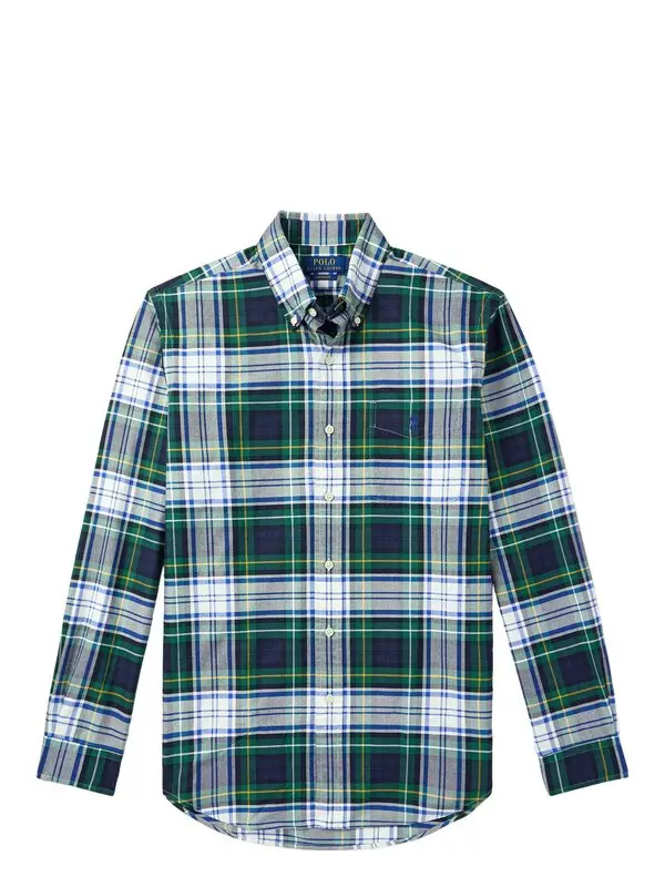 Polo Ralph Lauren Button-down Collar Logo-embroidered Checked Cotton Oxford Shirt - Green