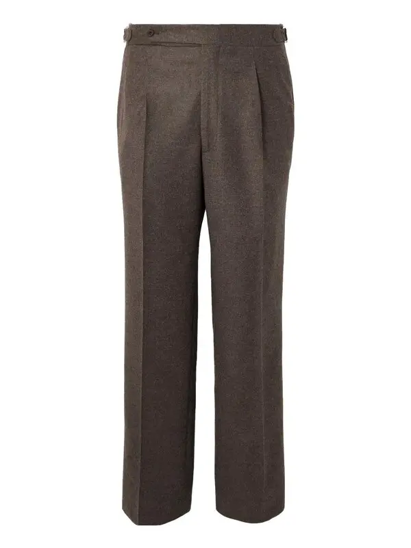 STOFFA Straight-leg Pleated Wool And Cashmere-blend Trousers - Brown