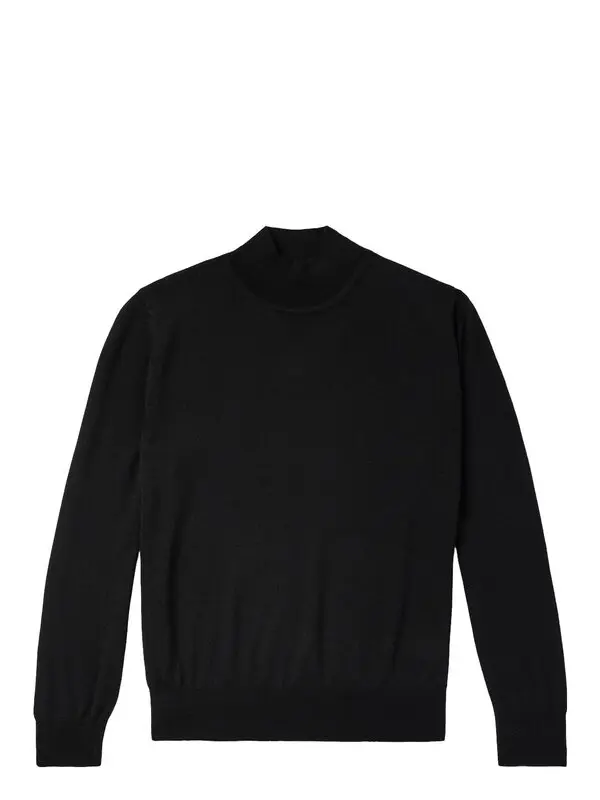 Mr P. Merino Wool Mock-neck Sweater - Black