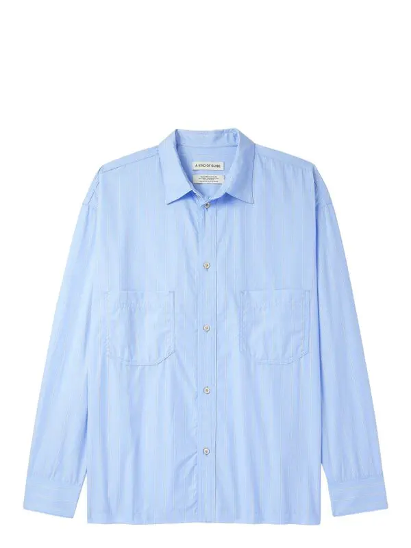 A KIND OF GUISE Telmen Striped Organic Cotton-poplin Shirt - Blue