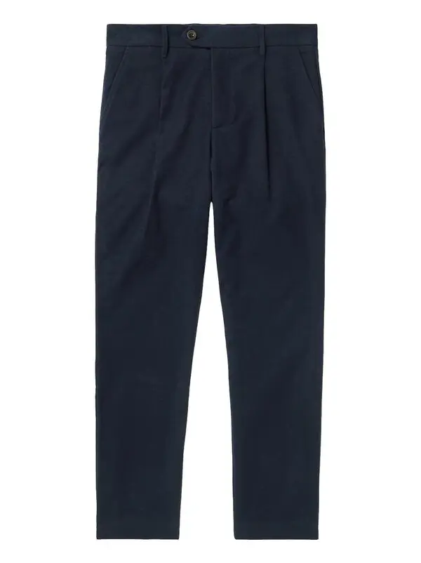 Mr P. Daniel Tapered Pleated Trousers - Blue