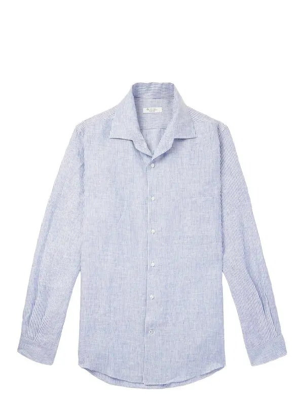 Loro Piana André Striped Linen Shirt - Blue