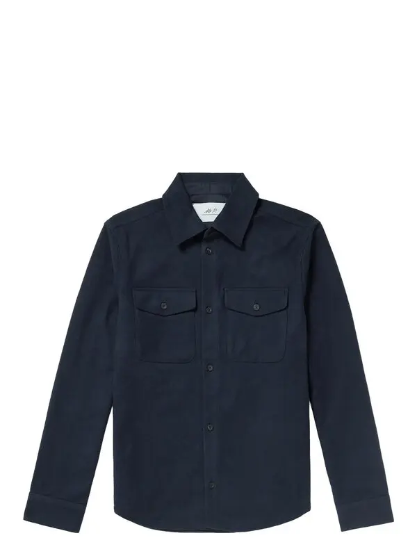 Mr P. Organic Cotton-blend Moleskin Overshirt - Blue