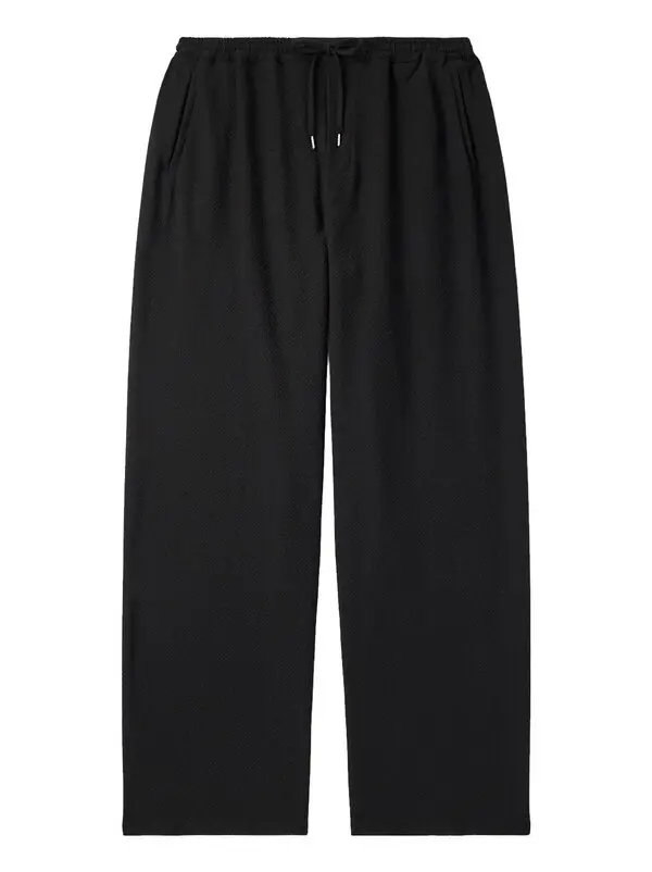 A KIND OF GUISE Samurai Wide-leg Seersucker Suit Trousers - Black