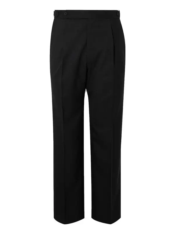 STOFFA Straight-leg Pleated Wool Trousers - Black