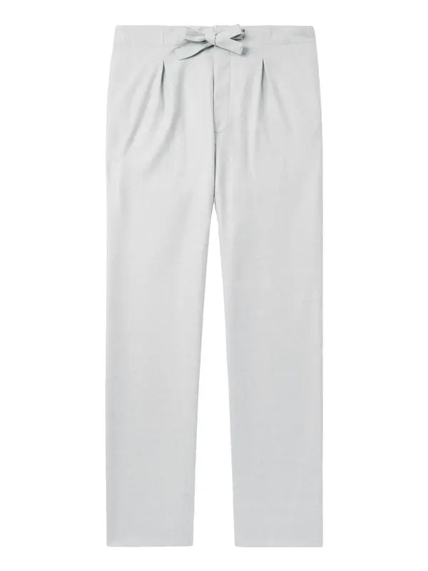 STOFFA Straight-leg Pleated Wool-flannel Trousers - Gray