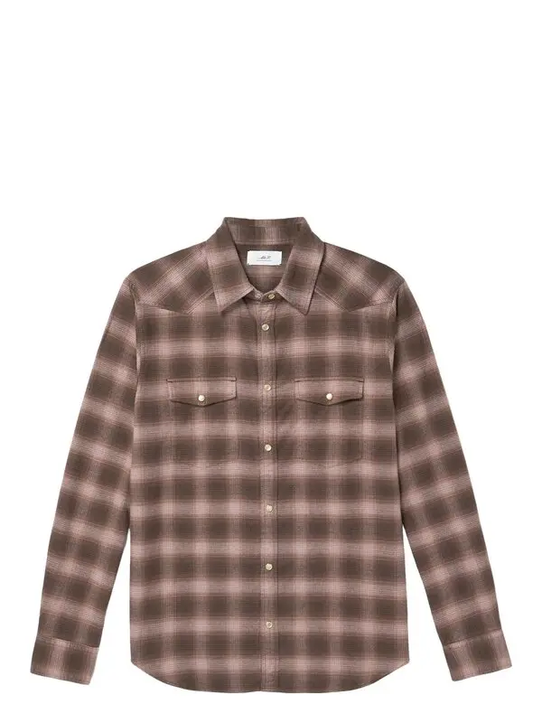 Mr P. Checked Organic Cotton-flannel Western Shirt - Pink