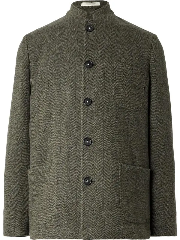 Massimo Alba Bali Herringbone Wool Coat - Green