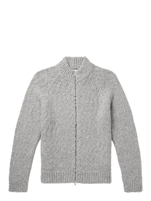 Mr P. Alpaca-blend Bouclé Zip-up Cardigan - Gray