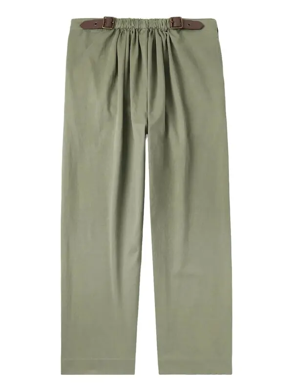 Loewe Wide-leg Garment-dyed Cotton-satin Trousers - Green