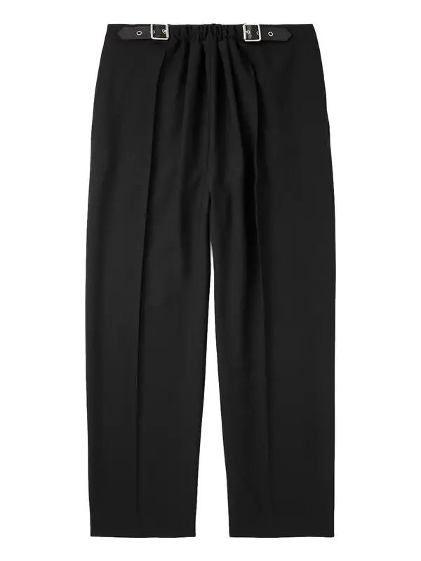 Loewe Wide-leg Garment-dyed Cotton-twill Trousers - Black