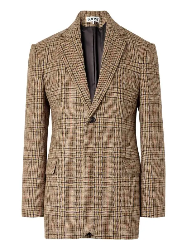 Loewe Prince Of Wales Checked Wool-tweed Blazer - Neutrals