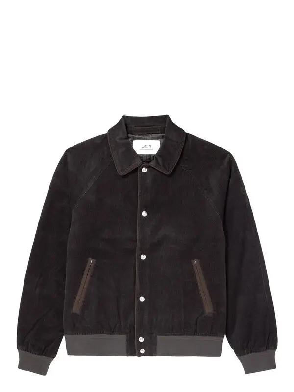 Mr P. Suede-trimmed Cotton-corduroy Varsity Jacket - Brown