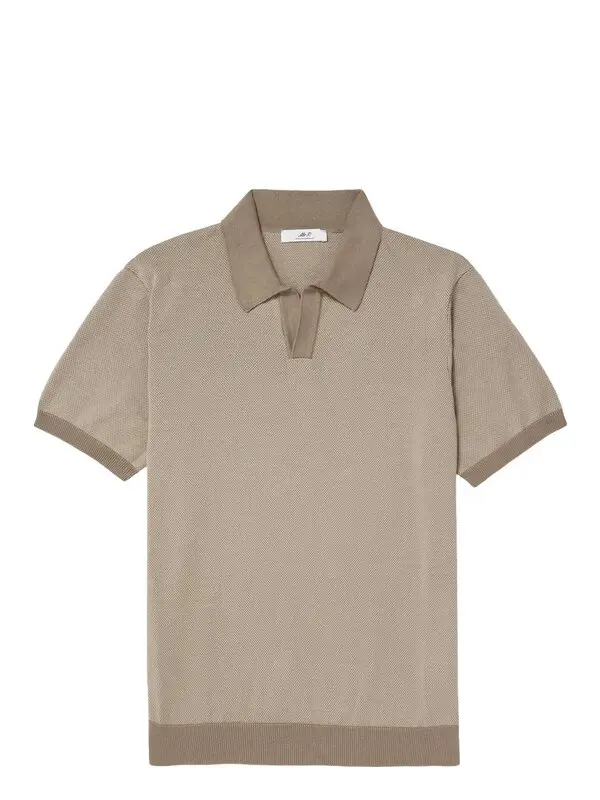 Mr P. Honeycomb-knit Organic Cotton Polo Shirt - Brown