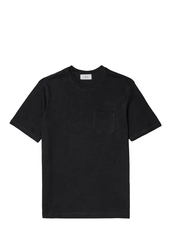 Mr P. Linen And Organic Cotton-blend T-shirt - Black