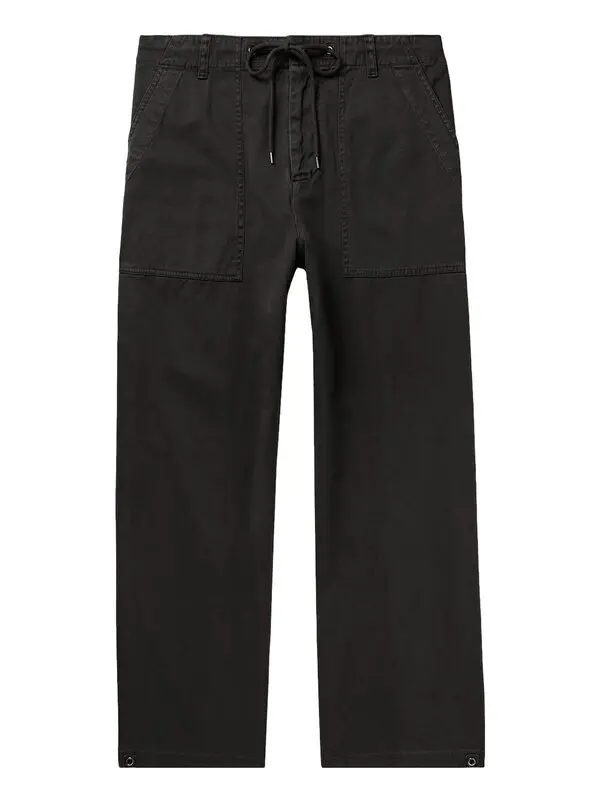 JAMES PERSE Flight Straight-leg Cotton-blend Twill Trousers - Black