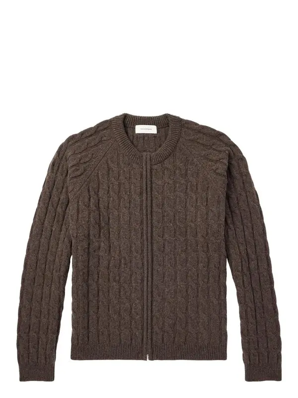 MFPEN Editor Cable-knit Wool Zip-up Cardigan - Brown