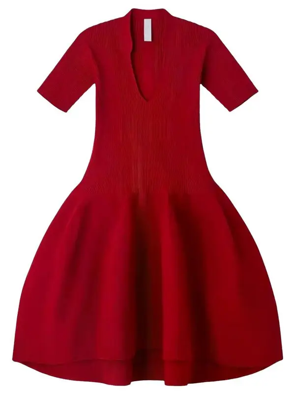 CFCL Stand-up Collar Dress - Red