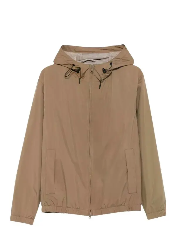 LARDINI Drawstring Hooded Jacket - Brown