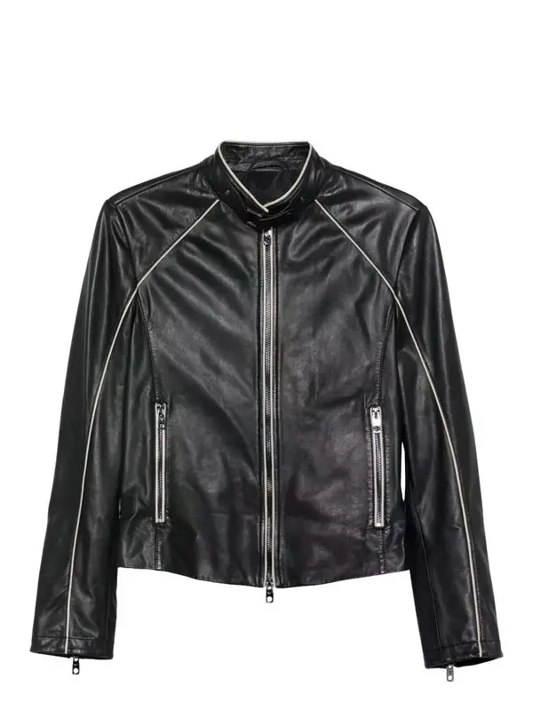 Emporio Armani Leather Zip-front Jacket - Brown