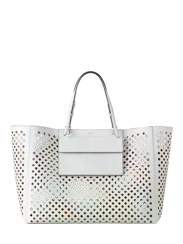 Mulberry Perforated Leather Tote - White