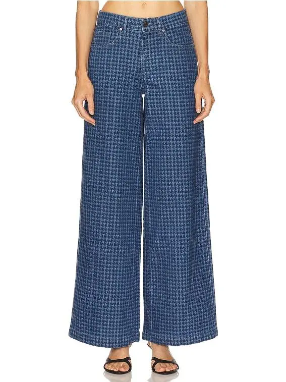 SEVENTY + MOCHI Bay Wide Leg Houndstooth Jeans - Blue