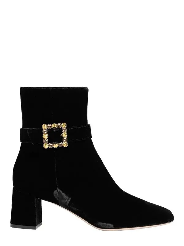 GIANVITO ROSSI Wondy Embellished Velvet Ankle Boots - Black