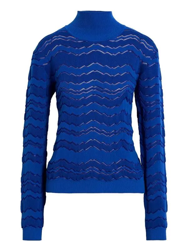 Missoni Crochet-knit Turtleneck Sweater - Bright Blue
