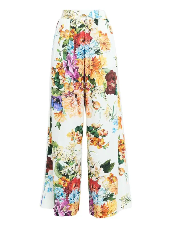 Dolce & Gabbana Floral Bouquet Wide-leg Pants - Whtprtflow