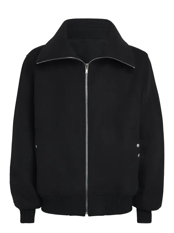 Rick Owens Virgin Wool Melton Blixa Dracucollar Jacket - Black
