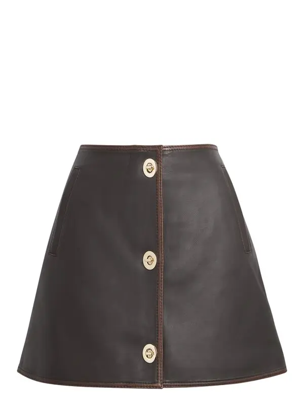 Claudie Pierlot Leather Mini Skirt - Brown
