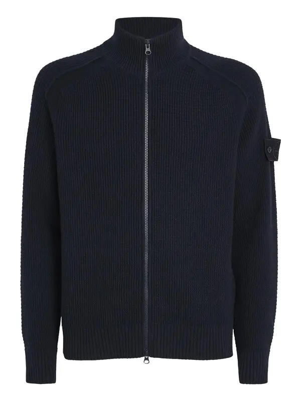 Stone Island Ghost Piece Virgin Wool Cardigan - Navy
