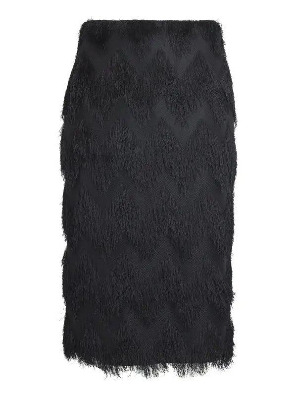 Camilla And Marc Fringed Phoenix Midi Skirt - Black