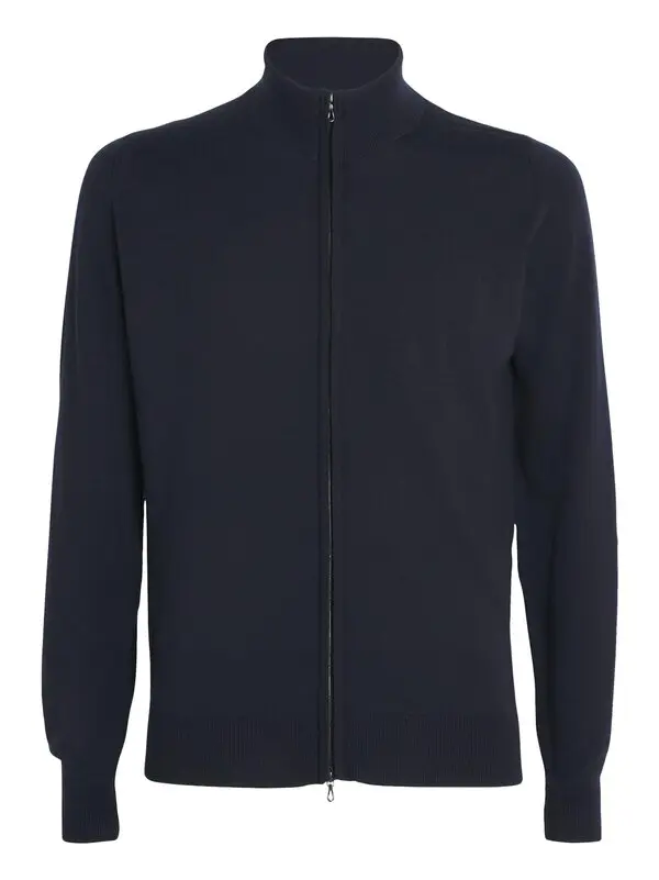 John Smedley Extra Fine Merino Wool Claygate Zip-up Sweater - Navy