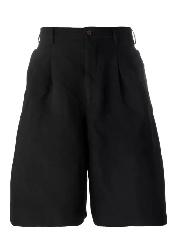 Comme Des Garçons Pleated Bermuda Shorts - Black