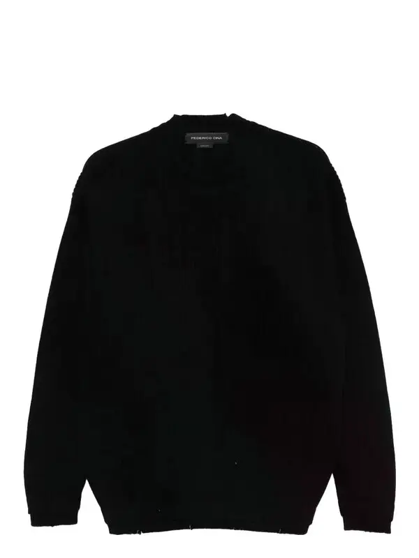 FEDERICO CINA Drop-shoulder Wool Sweater - Black