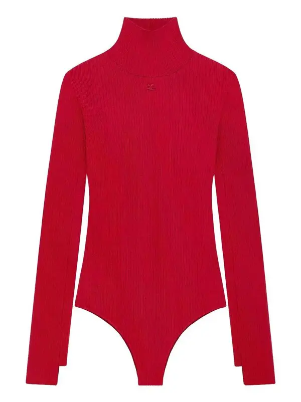 COURREGES Mock-neck Bodysuit - Red
