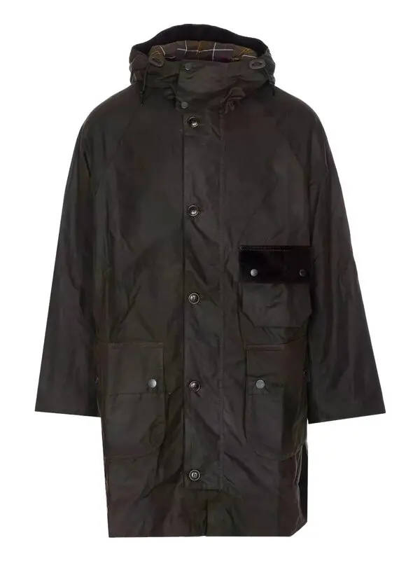 Barbour Hooded Coat With Logo Sleeve - Green