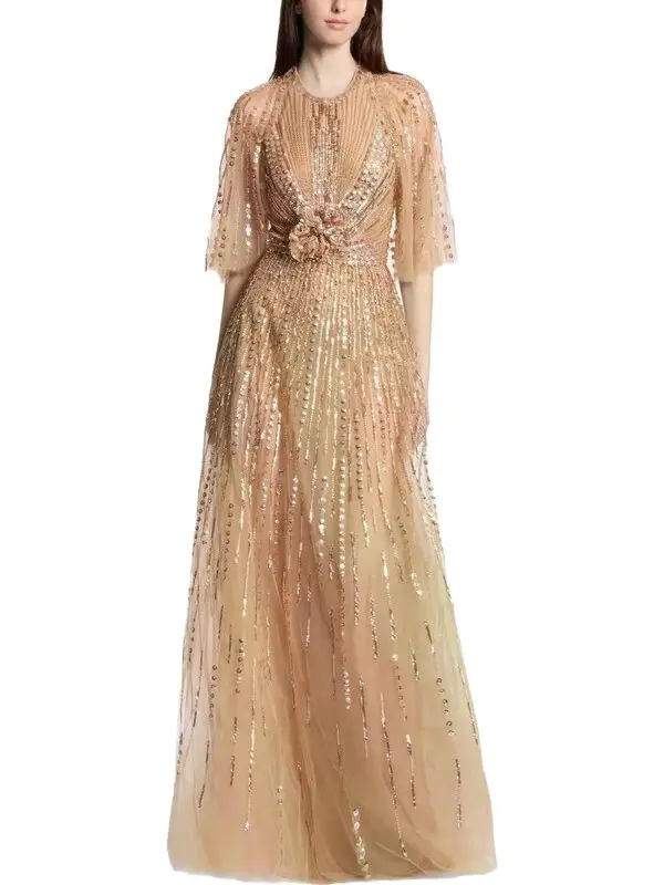 Elie Saab Beaded Embroidered Cape - Neutrals