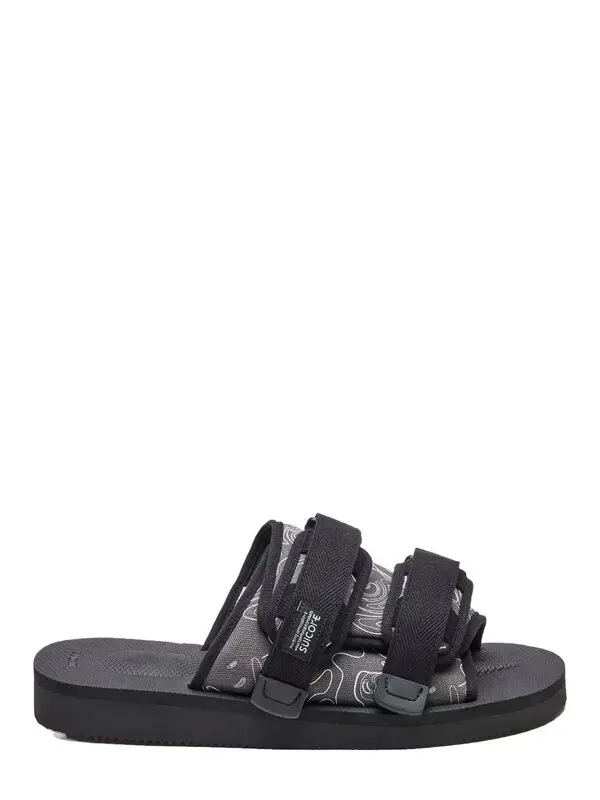Suicoke Triple-strap Patterned Sandals - Black